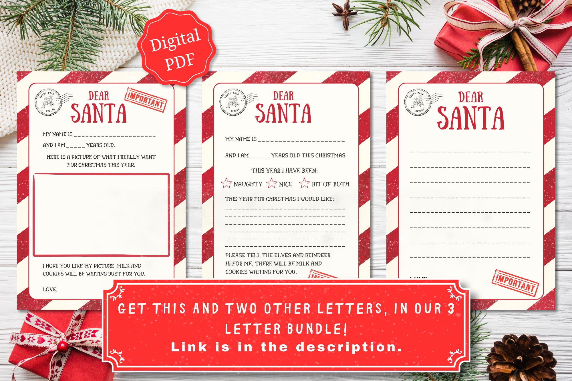 Carta a Santa Carta imprimible a Santa Lista de Navidad para - Etsy México