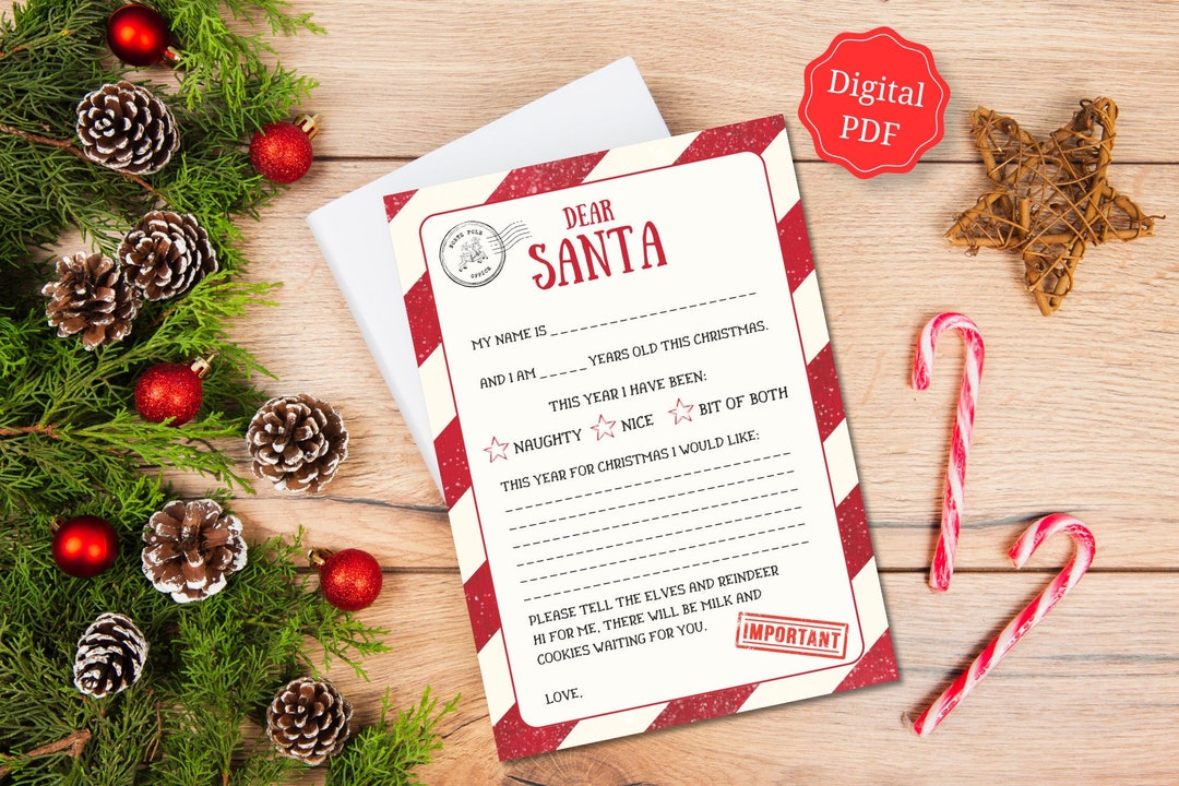Letter to Santa Printable Letter to Santa, Children's Christmas List ...