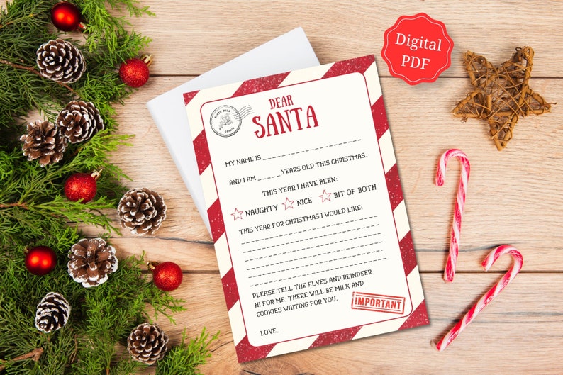 Carta a Santa Carta imprimible a Santa Lista de Navidad para - Etsy México
