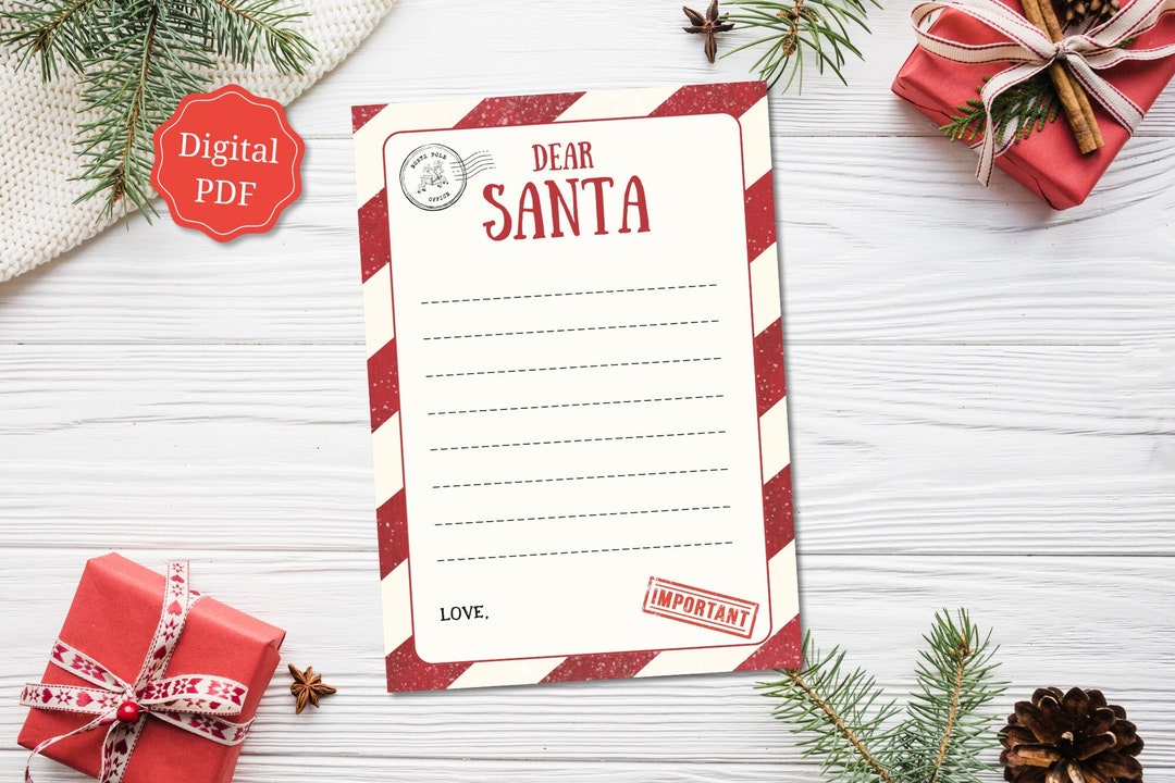 Santa Wishlist for Kids Printable Dear Santa Letter Christmas Activity ...
