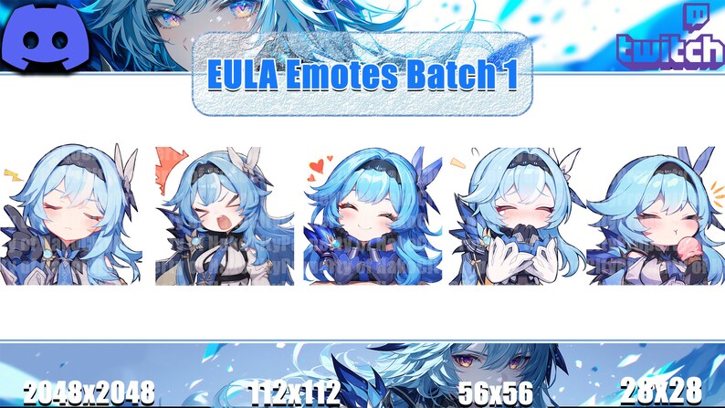 Eula Genshin Emotes for Twitch Discord or Any Other Platforms - Etsy