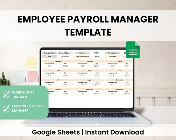 Employee Payroll Template | Payroll Tracker | Google Sheets | Small ...