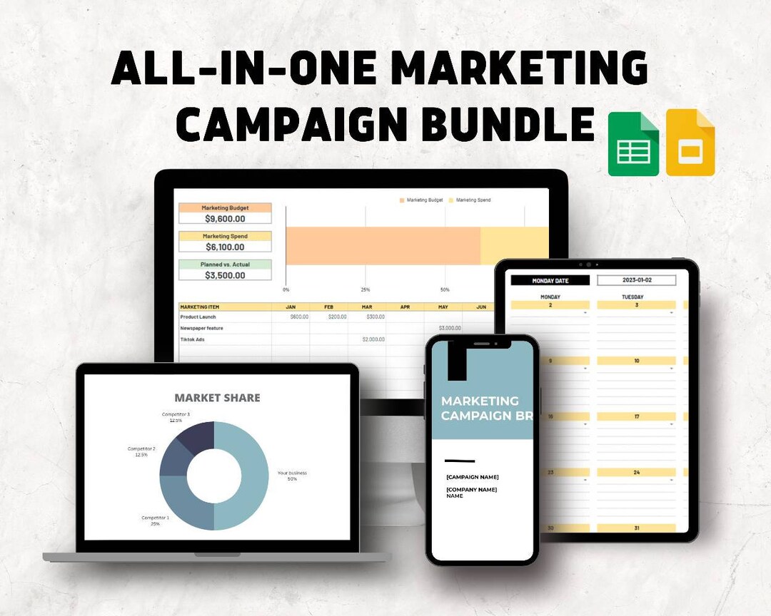 All-in-one Marketing Campaign Planner Bundle Template, Google Sheets ...