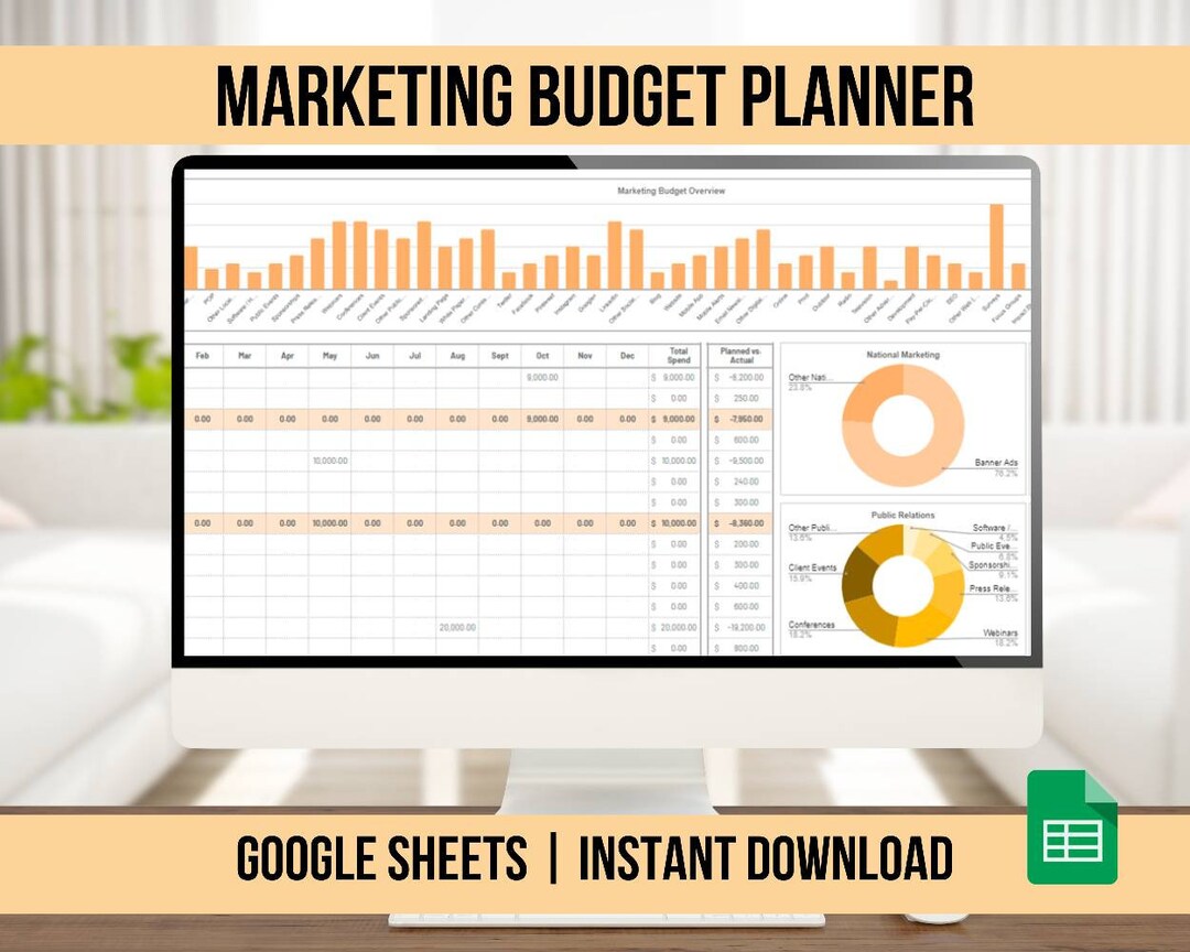 Marketing Budget Planner for Small Businesses, Google Sheets Marketing ...