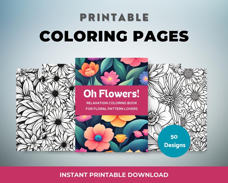 Floral Pattern Coloring Pages | Printable Flower Coloring Book for ...