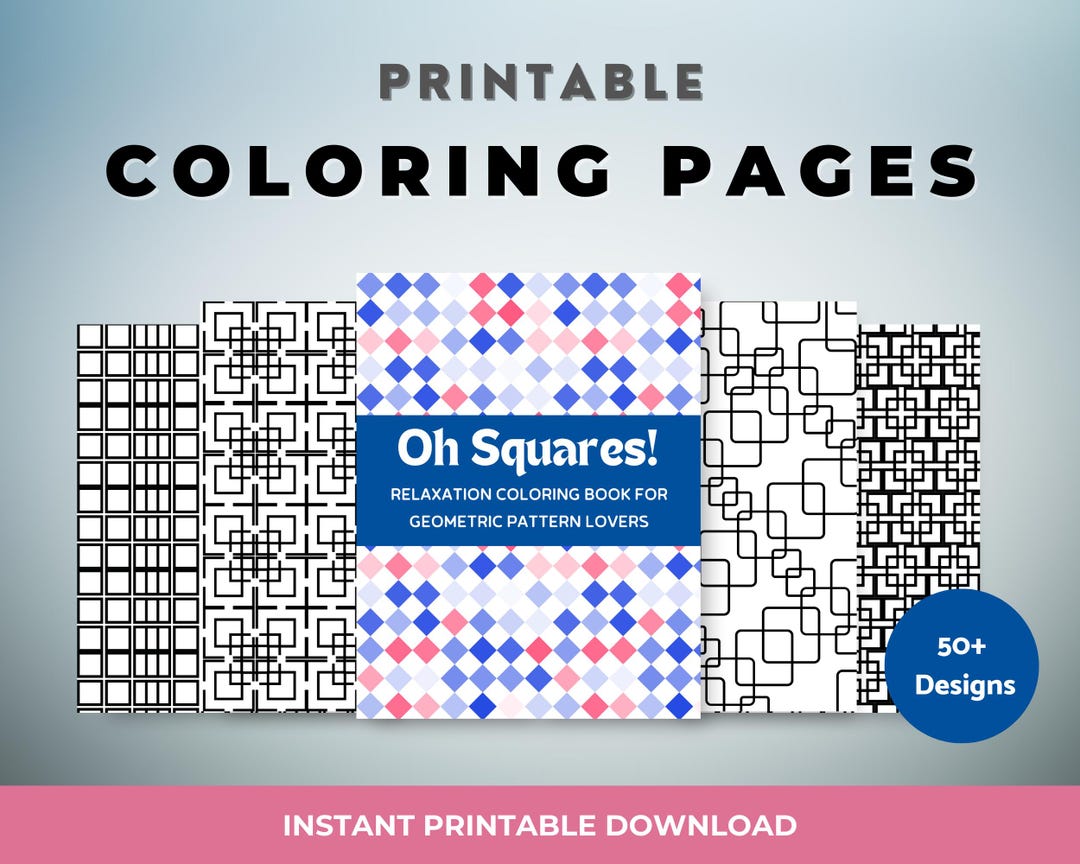 Square Pattern Coloring Pages for Adults | 50 Printable Geometric Pixel ...