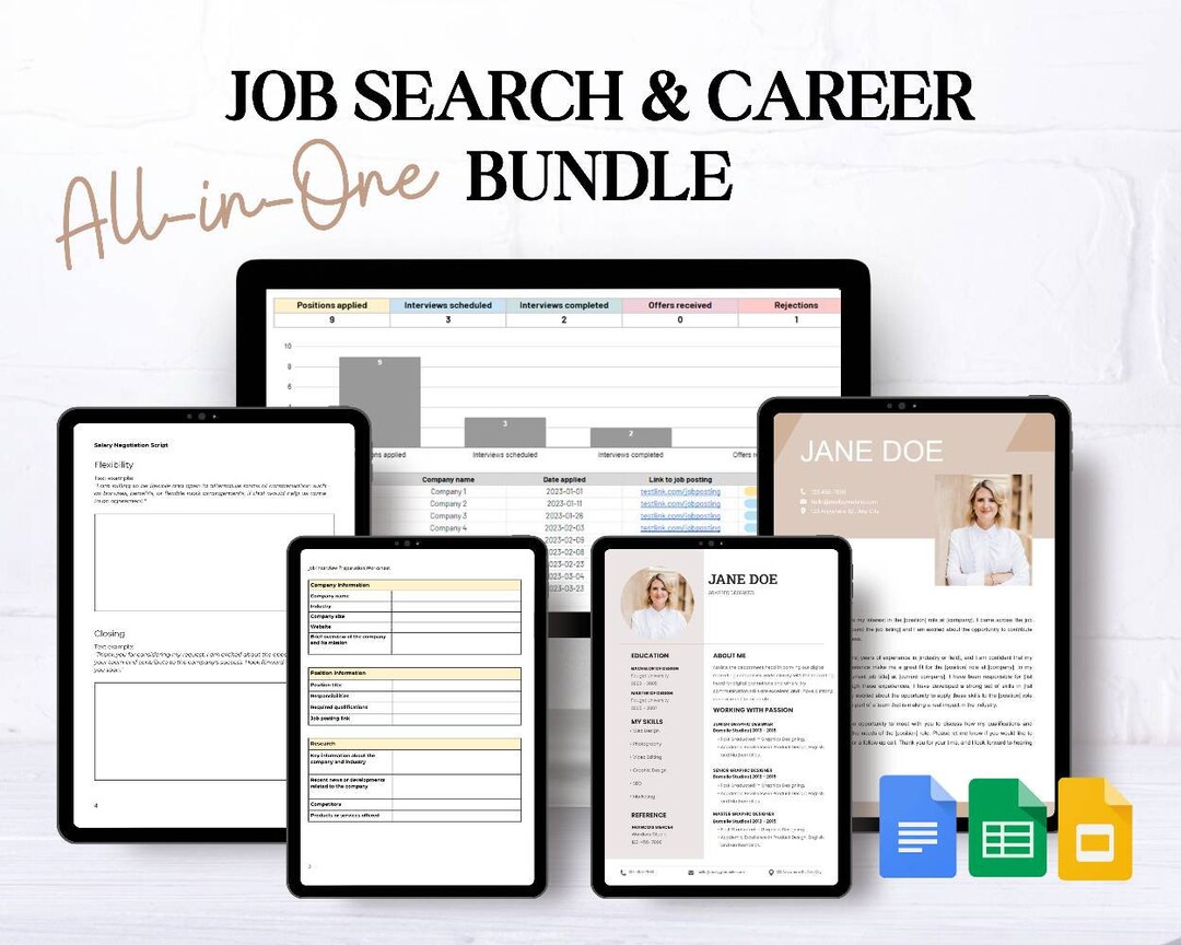 All-in-one Job Search and Job Application Template Bundle for Google ...