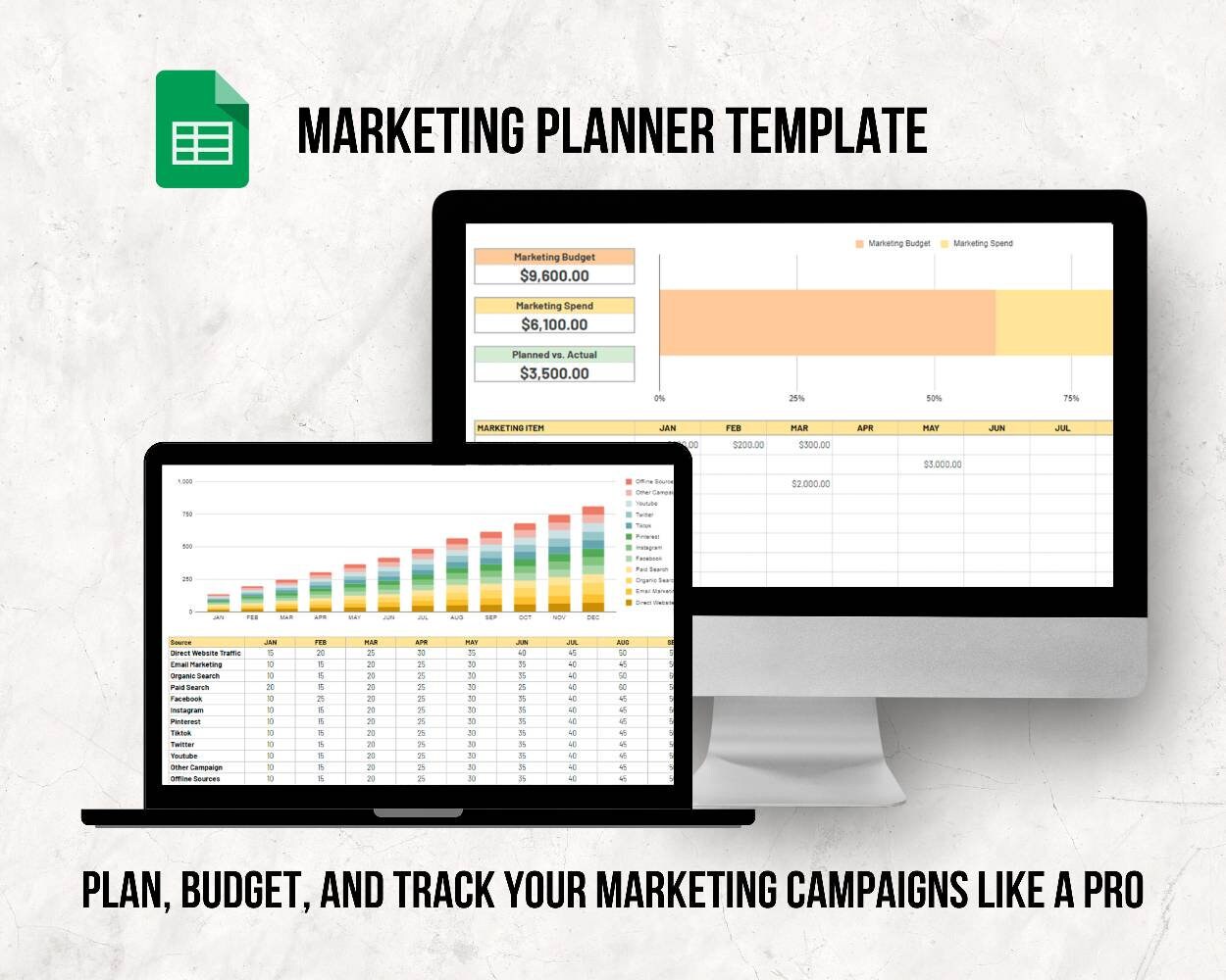 All-in-one Marketing Campaign Planner Bundle Template, Google Sheets ...