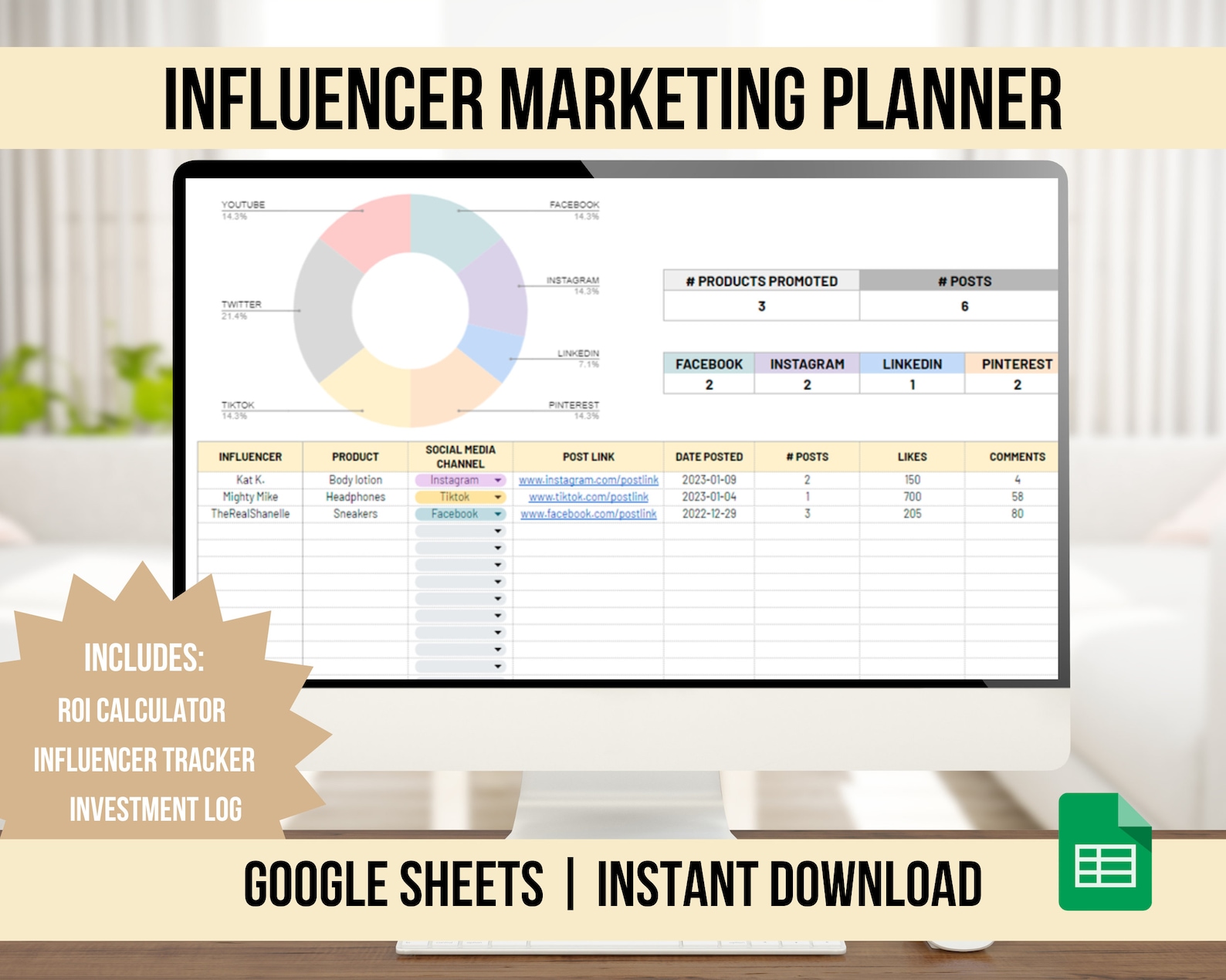 Influencer Marketing Planner Template for Small Businesses, Google ...
