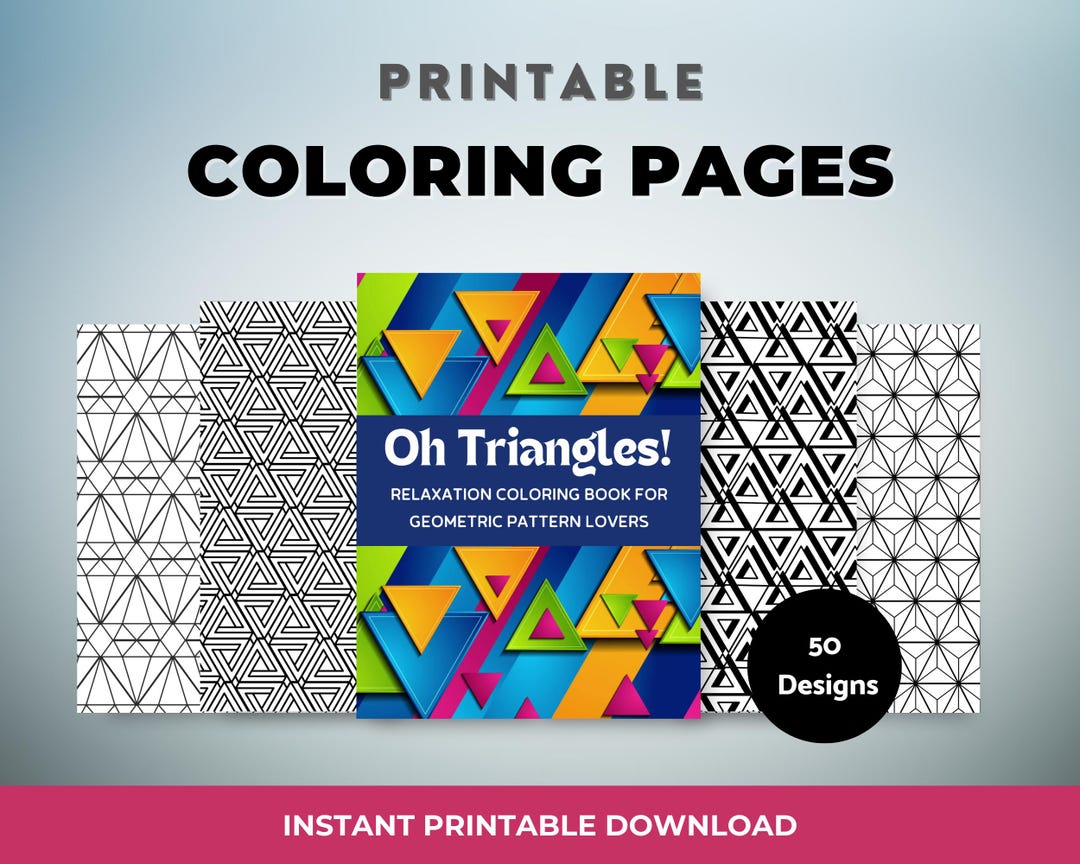 Triangle Pattern Coloring Pages for Adults | 50 Printable Geometric ...