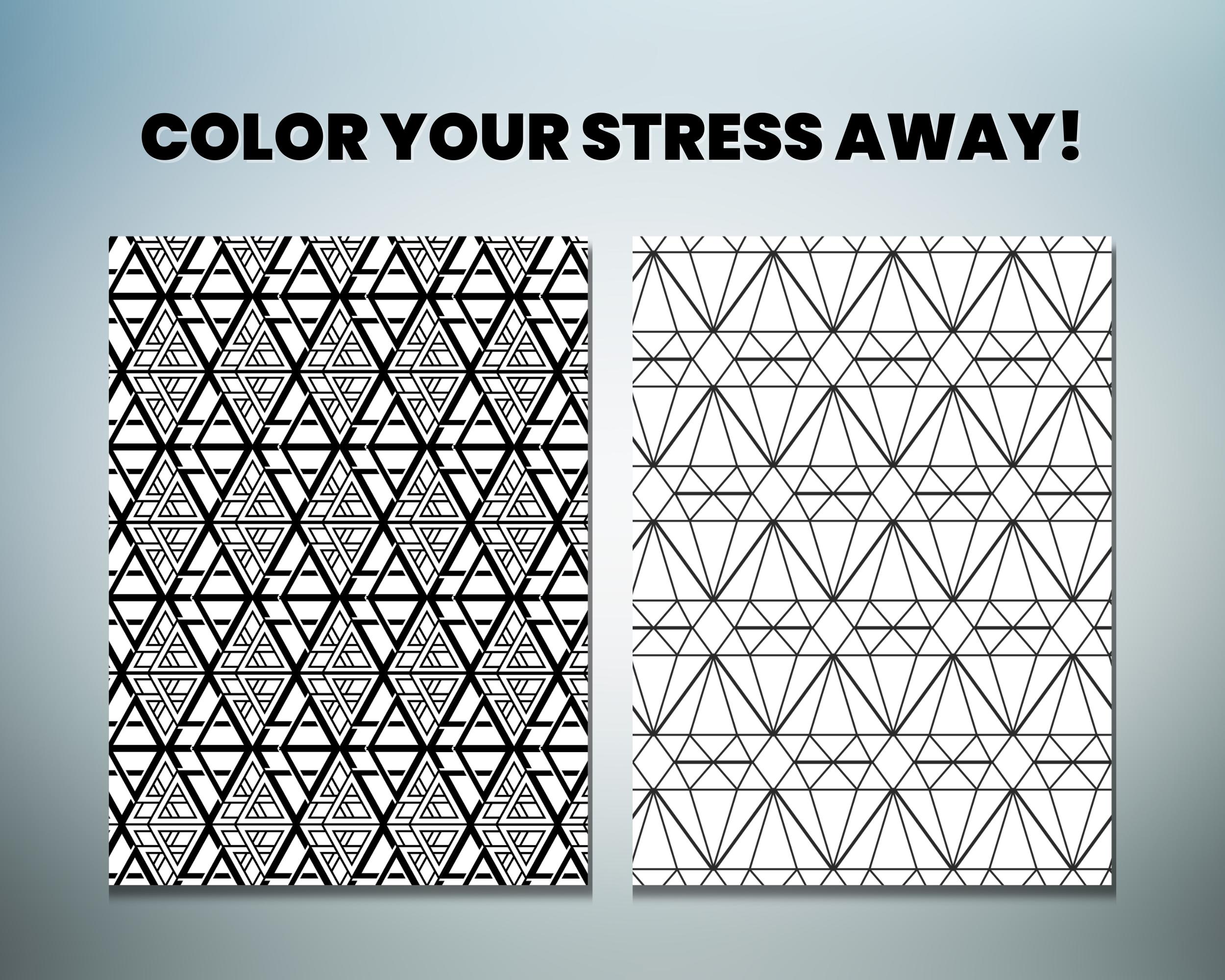 Triangle Pattern Coloring Pages for Adults | 50 Printable Geometric ...