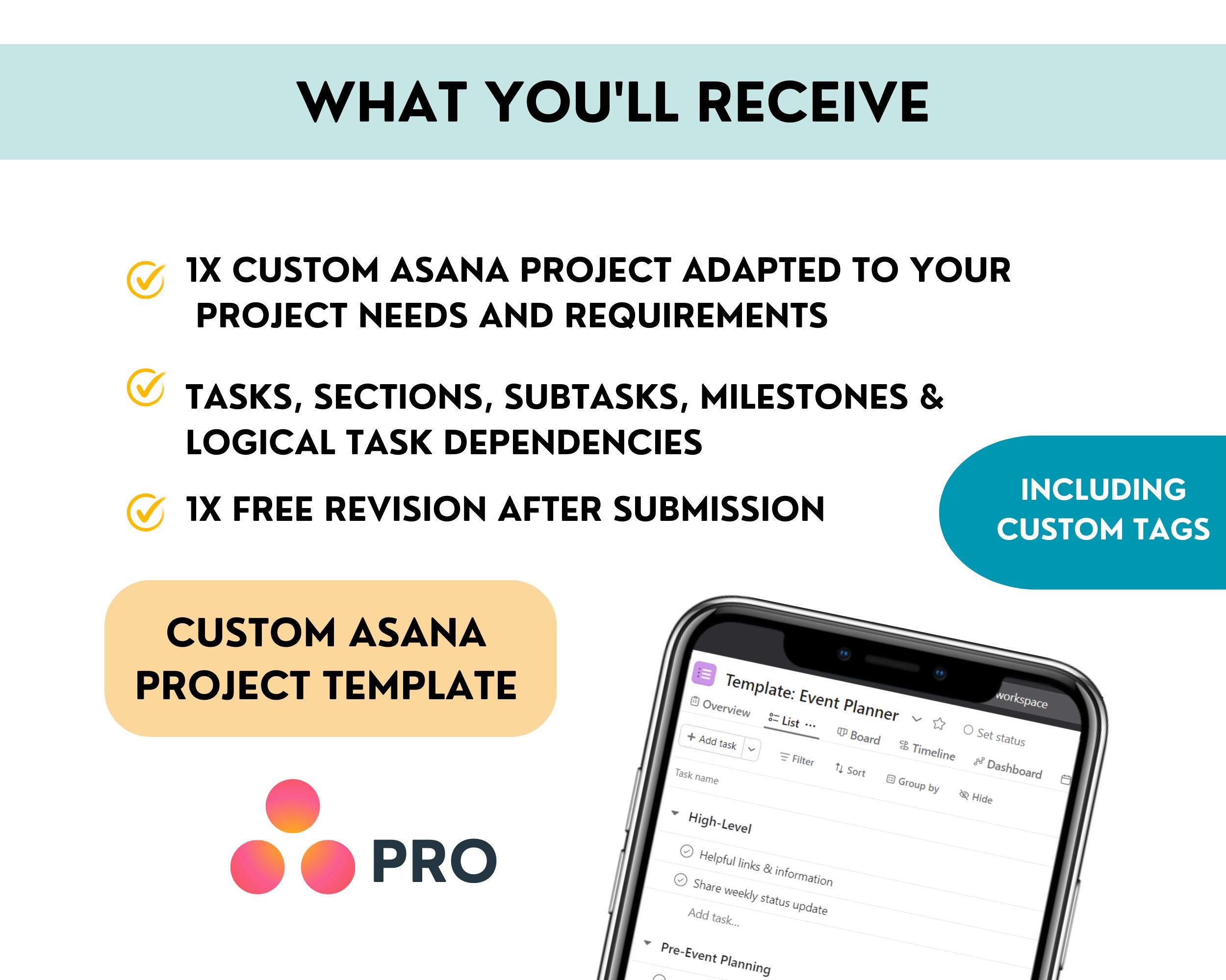 Asana Custom Project Template, Project Planner for Asana, Project ...