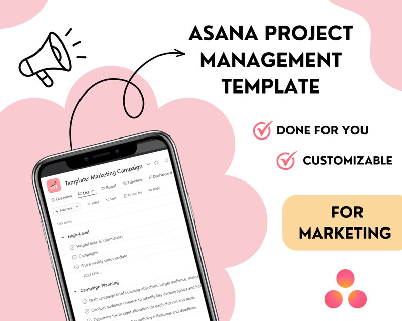 Asana Marketing Project Management Template, Marketing Plan Project Manager, Marketing Campaign ...