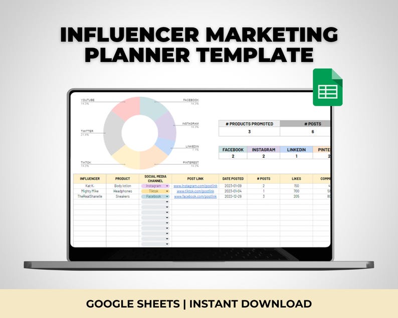 Influencer Marketing Planner Template for Small Businesses, Google ...