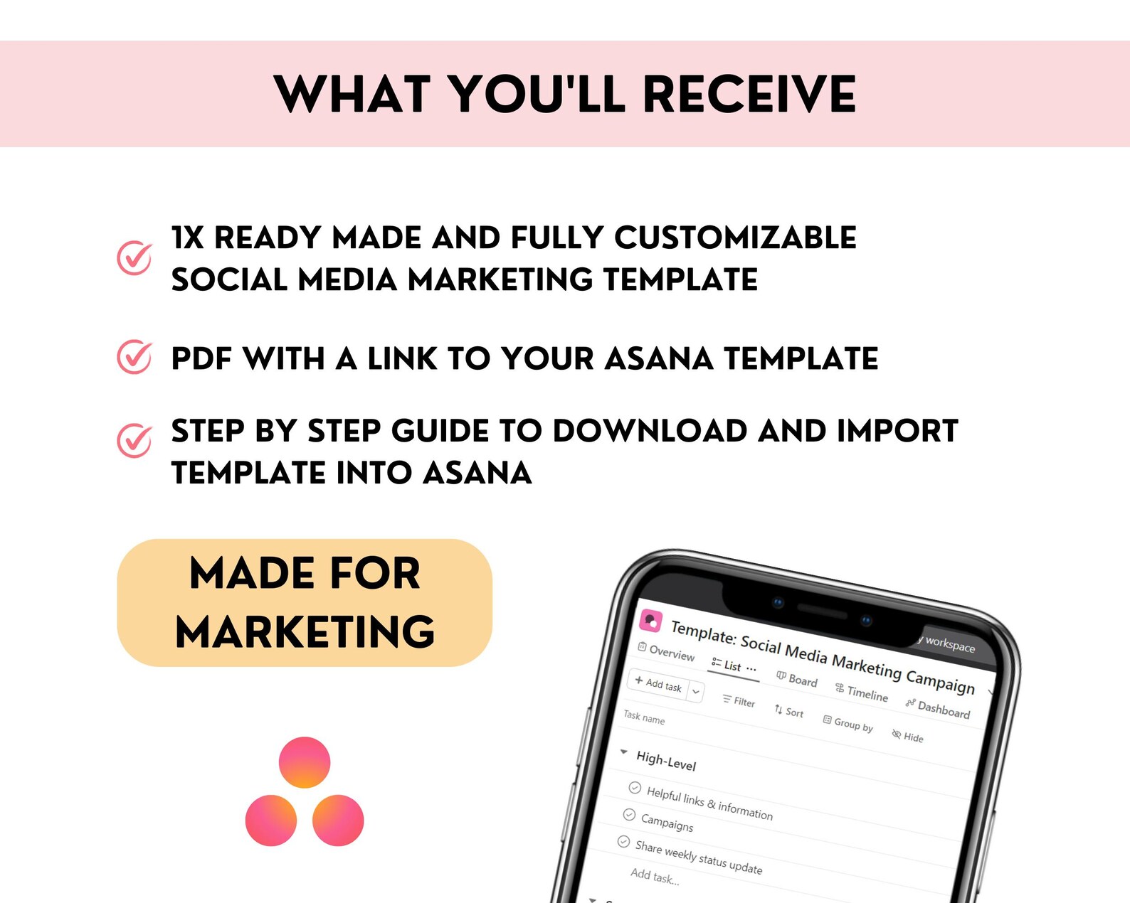 Asana Social Media Marketing Project Management Template, Online ...