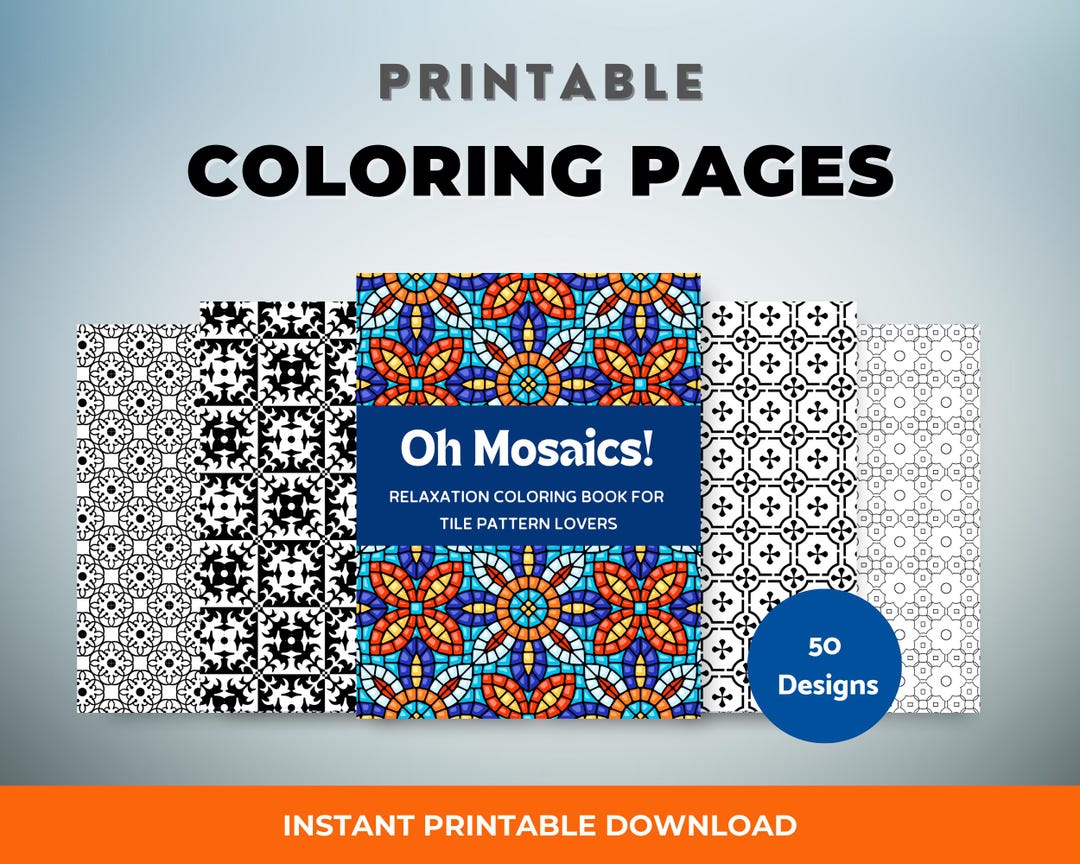 Mosaic Tile Coloring Pages for Adults | 50 Printable Mediterranean ...