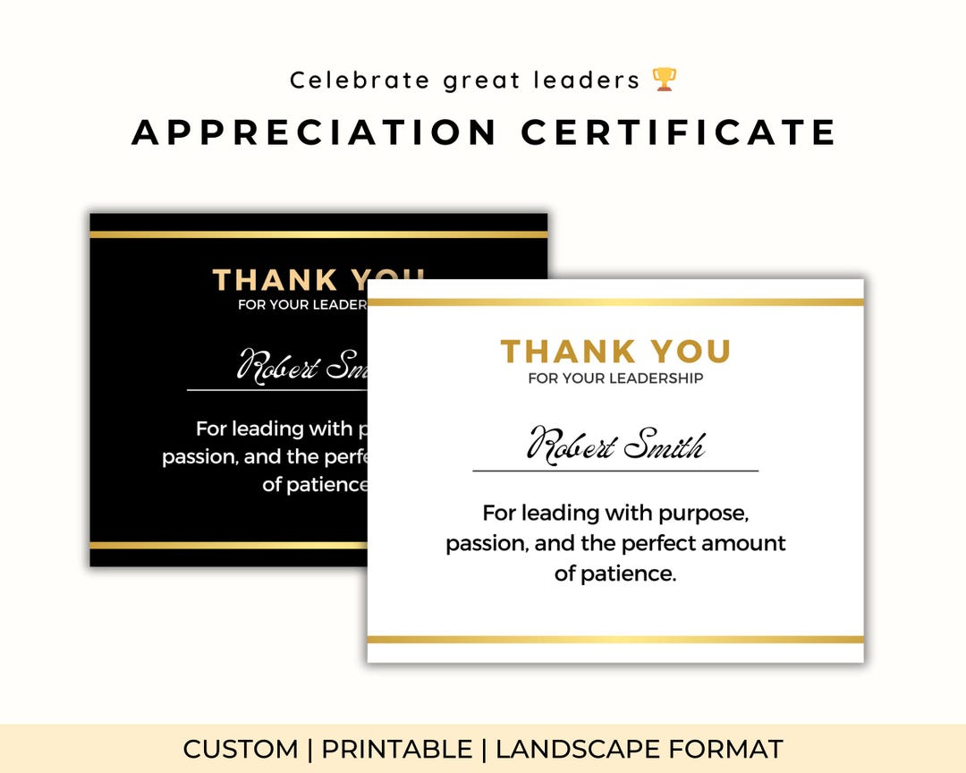 Custom Leadership Appreciation Certificate | Personalized Manager ...