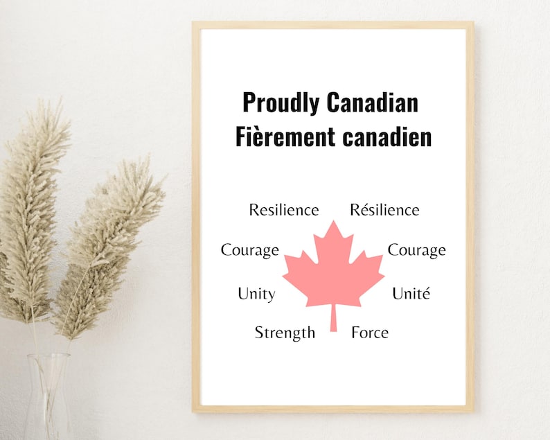 Proudly Canadian Printable Poster, Maple Leaf Wall Art, Bilingual ...