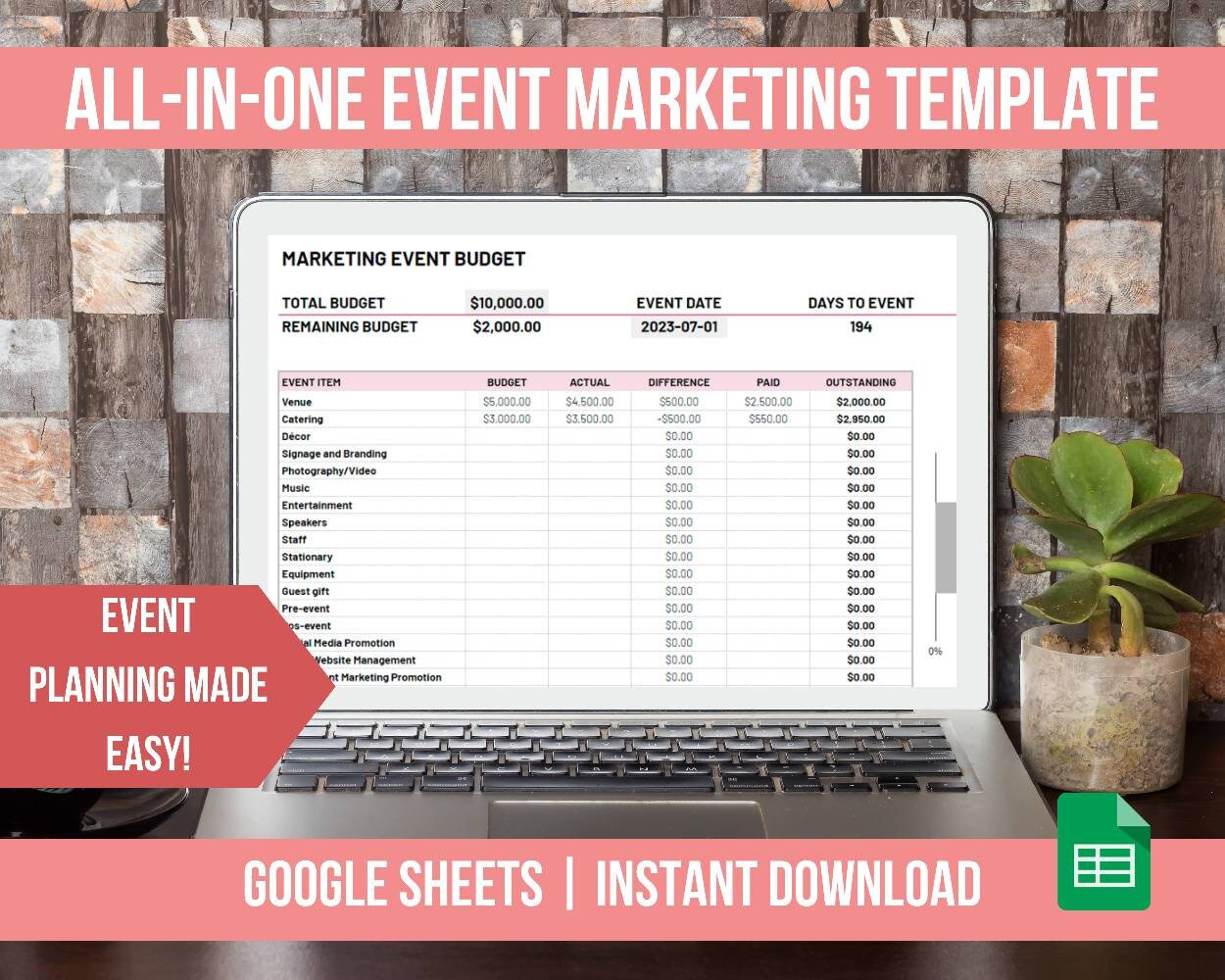 Event Marketing Template for Businesses, Google Sheets Event Planning ...
