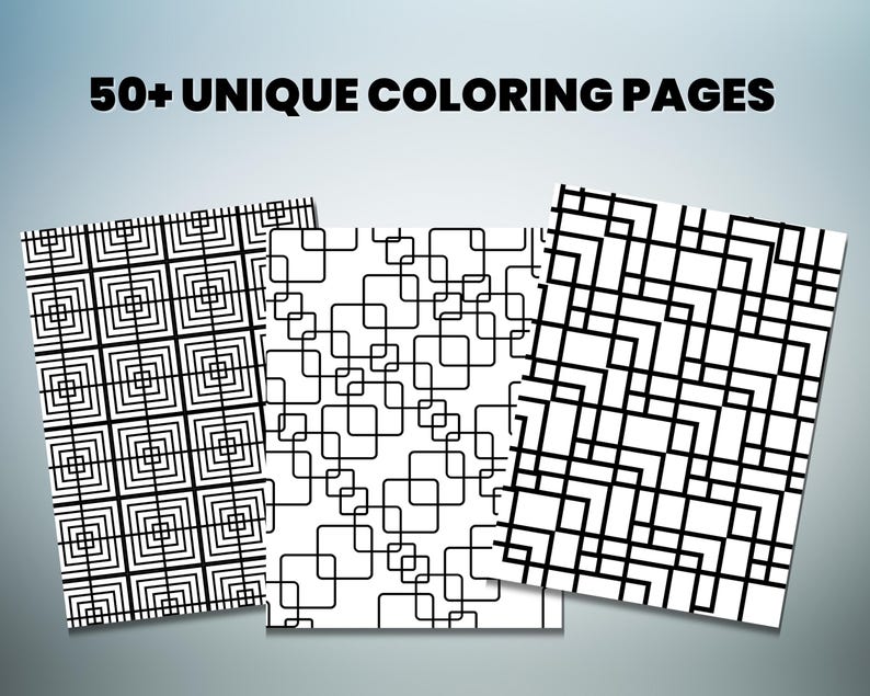 Square Pattern Coloring Pages for Adults | 50 Printable Geometric Pixel ...
