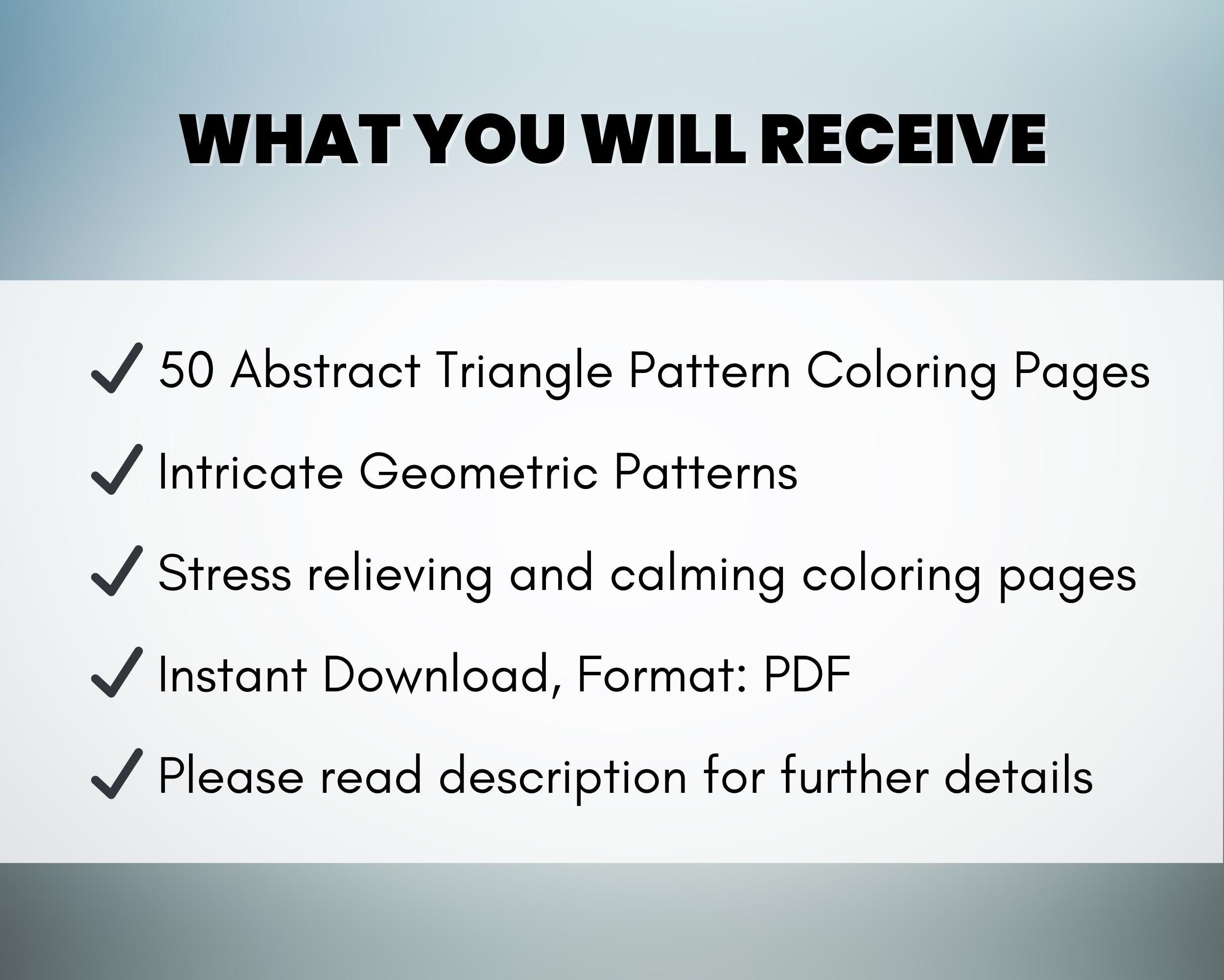 Triangle Pattern Coloring Pages for Adults | 50 Printable Geometric ...