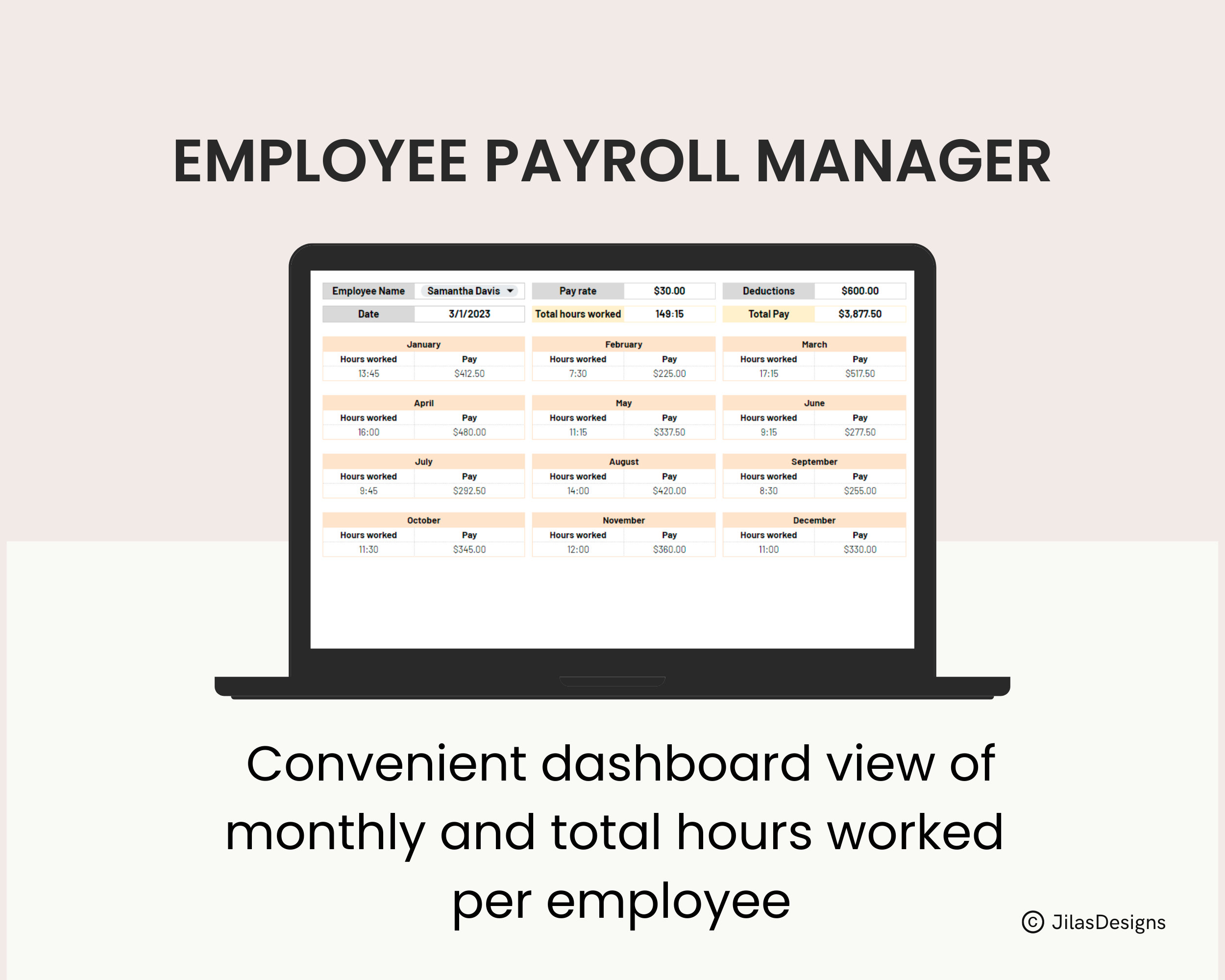 Payroll Manager Template for Small Businesses, Employee Time Sheet ...
