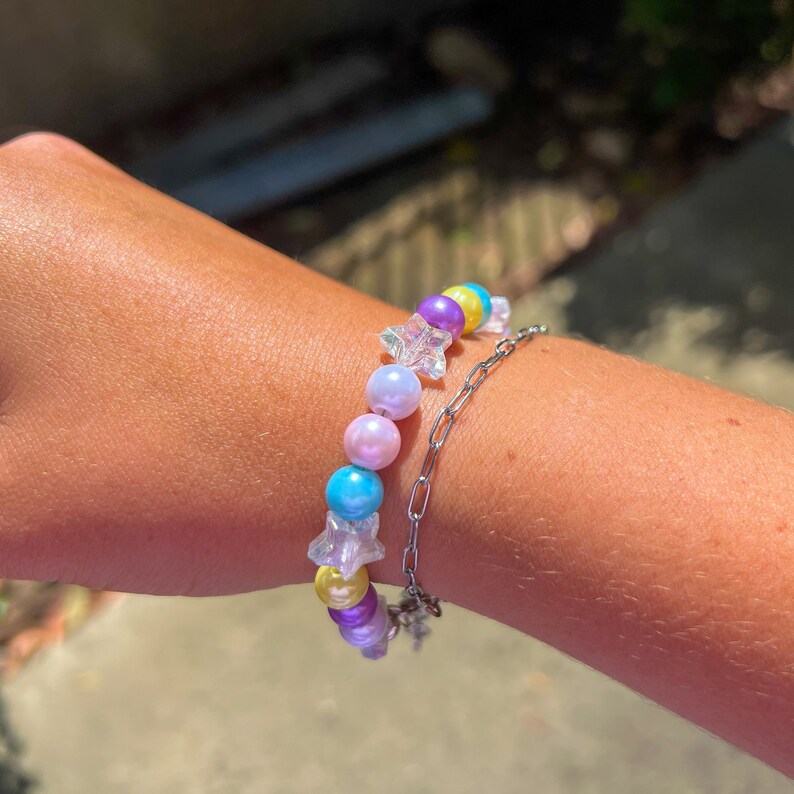 Y2K Star Bracelet, Pastel Pearl Bracelet, Kawaii Jewelry, Y2K Jewelry ...