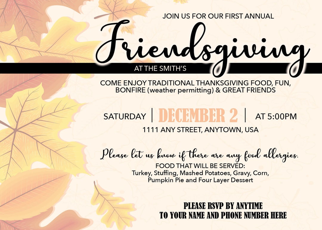 Friendsgiving Digital Invitation - Etsy