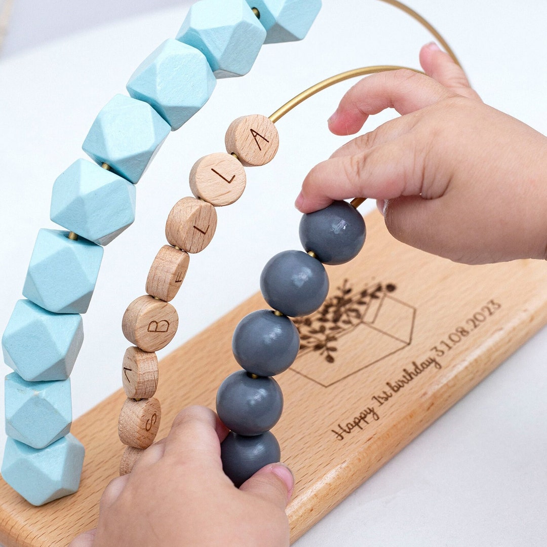 Personalized Rainbow Abacus With Name, First Birthday Gifts, Sensory ...