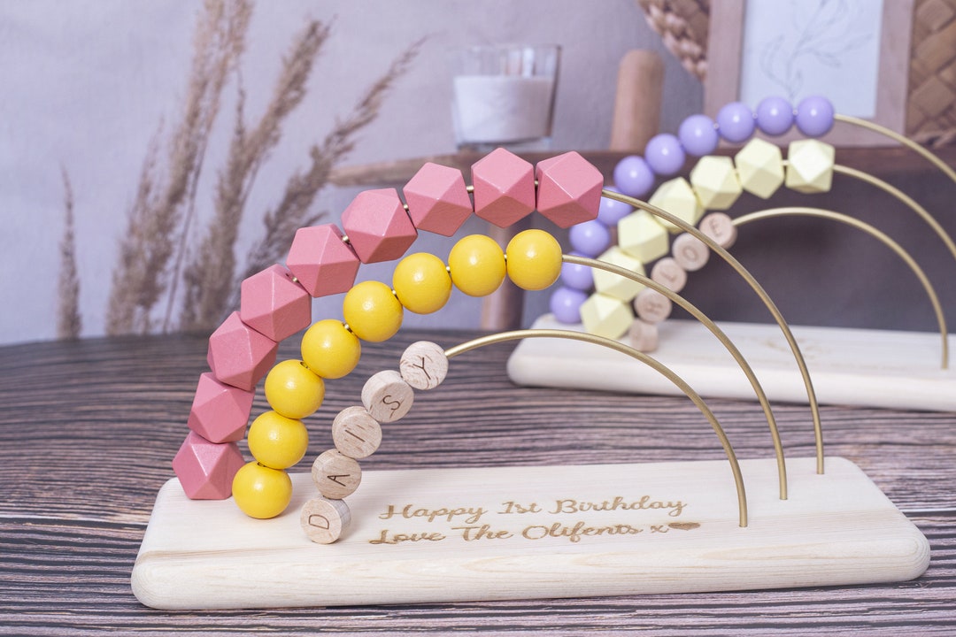 Personalized Wooden Name Rainbow Abacus, 1st Birthday Gift, Custom ...