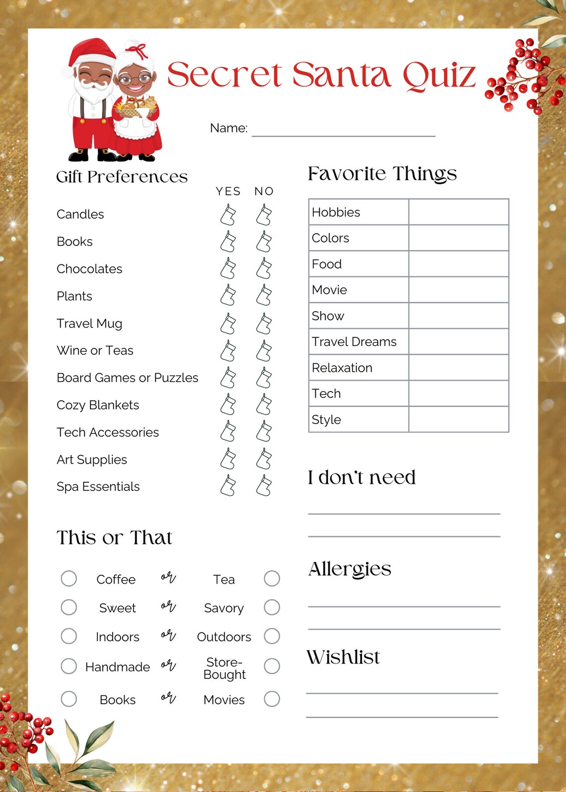 Secret Santa Quiz - Etsy