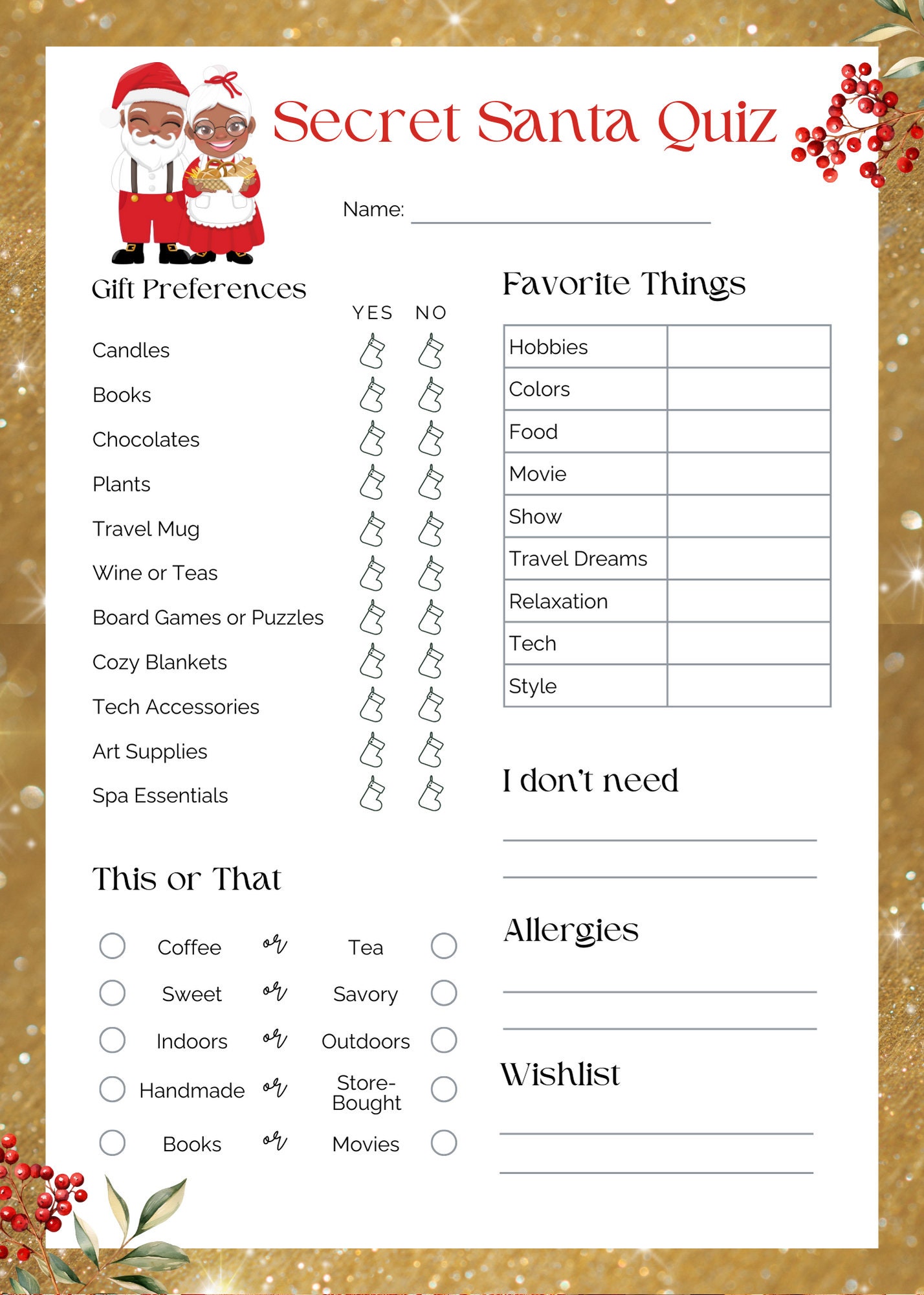 Secret Santa Quiz - Etsy