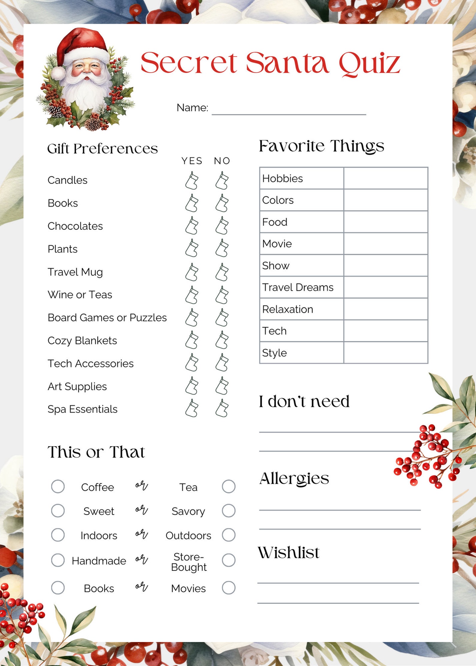 Secret Santa Quiz - Etsy