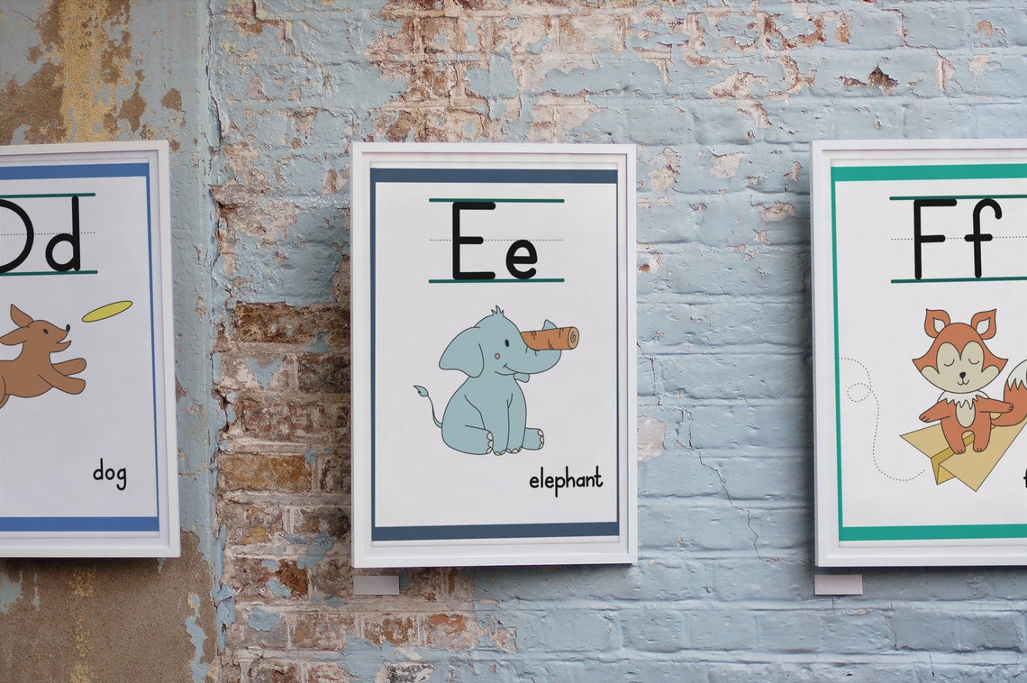 Animal Theme Alphabet Posters Printable A to Z Letters Classroom Decor ...