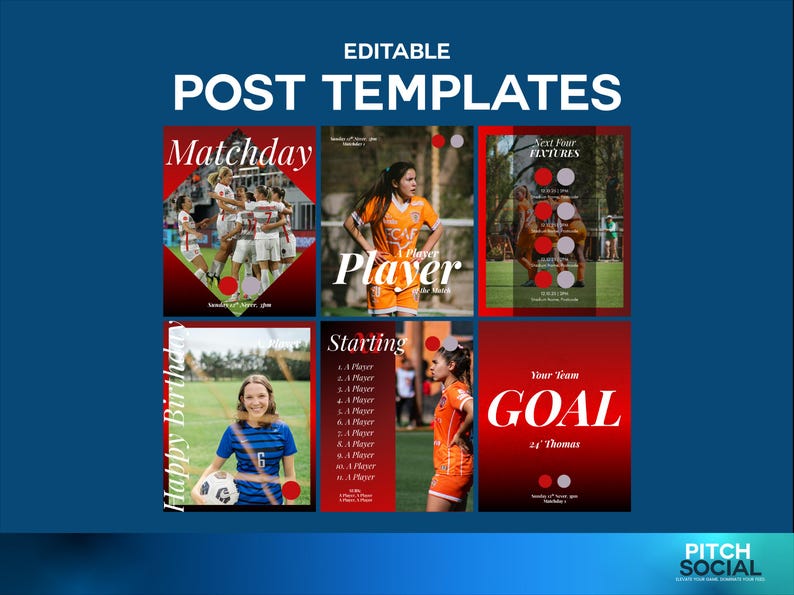 Editable & Animated Football Club Social Media Kit: Red Templates ...