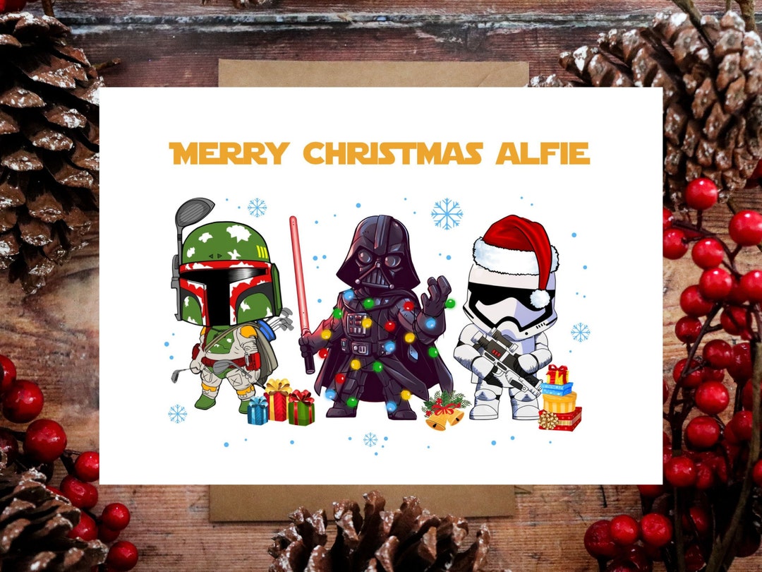 Personalised Star Wars Christmas Card With Envelope, Folded Card ...