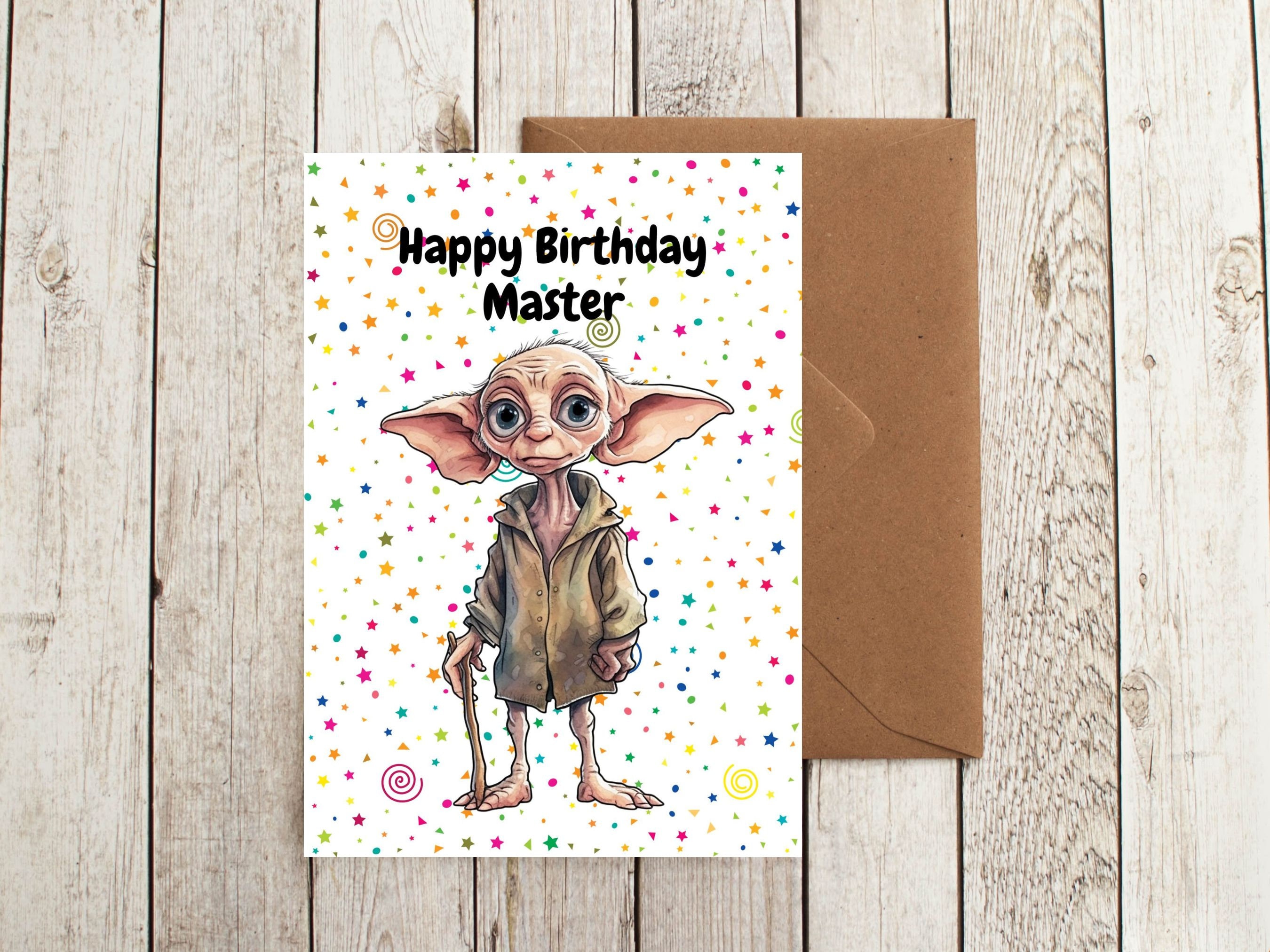 Harry Potter Happy Birthday Card Dobby Birthday Card Harry - Etsy