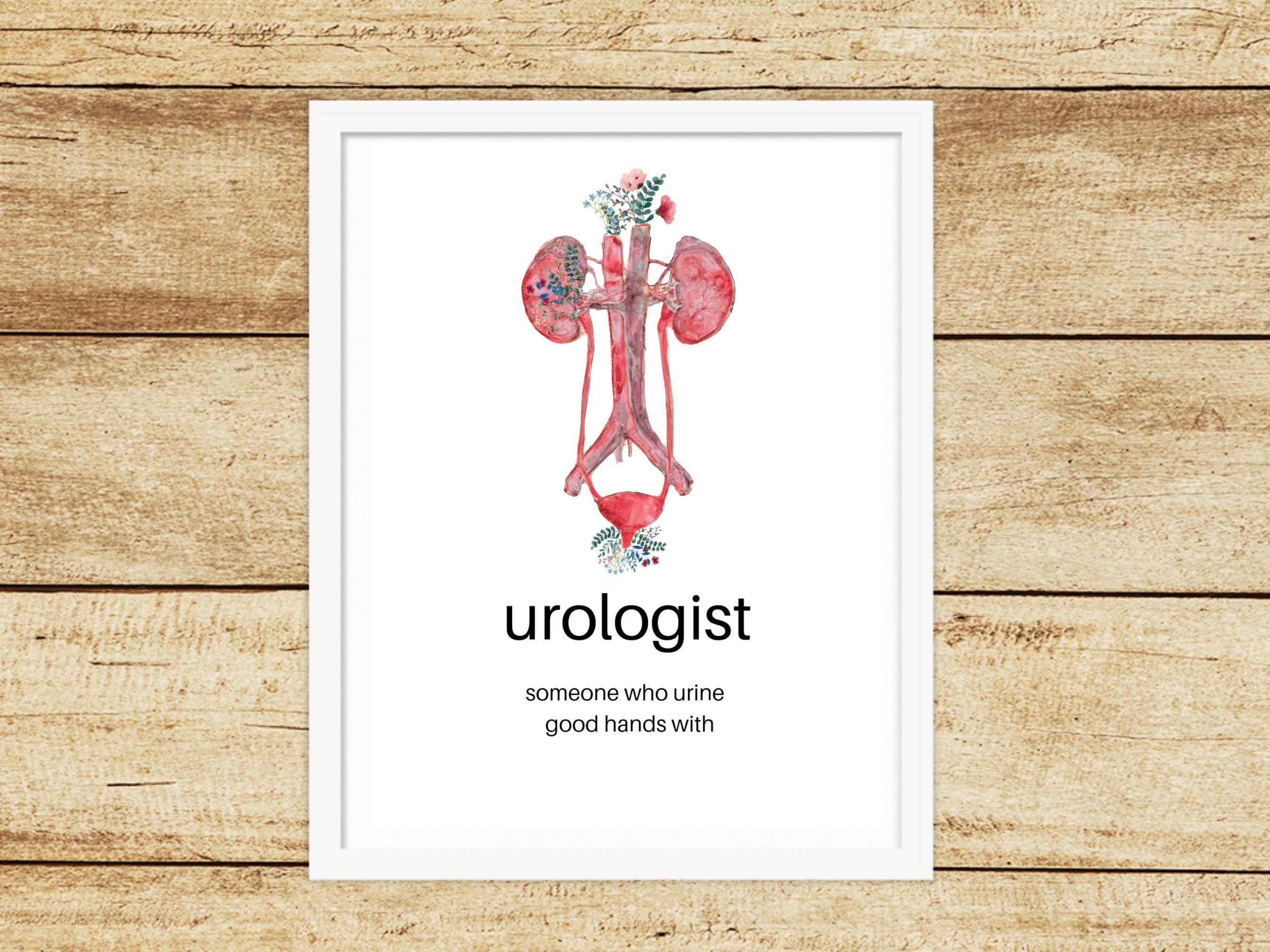 Urologist Print, Floral Kidney Bladder Wall Art, Urologist Gift ...