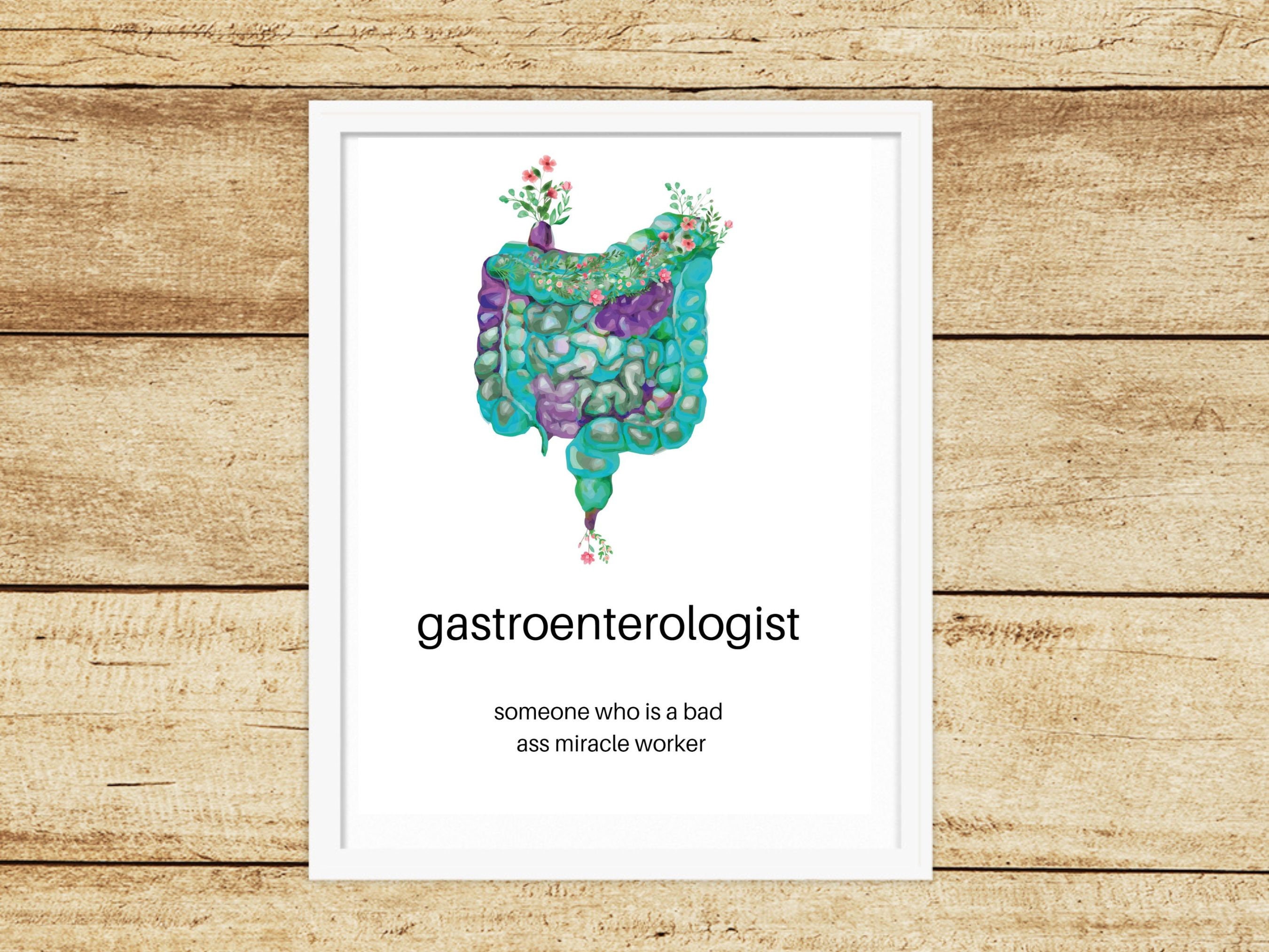 Gastroenterologist Print, Floral Intestines Wall Art, Gift for ...