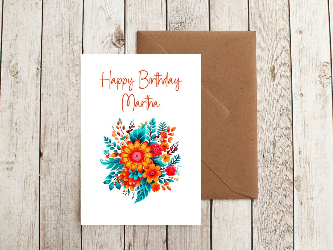 Personalised Birthday Card Personalised Floral Name Card - Etsy