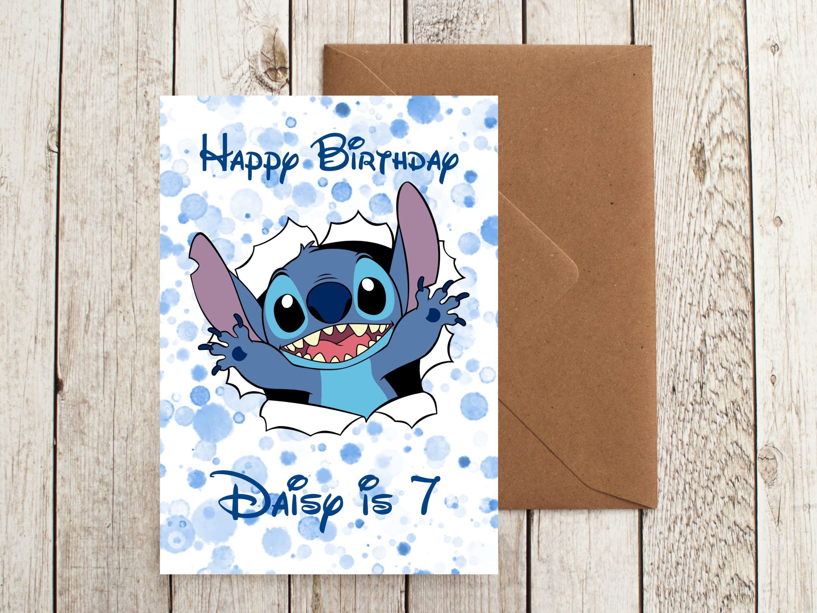 Stitch Personalised Birthday Card Stitch Birthday Card - Etsy