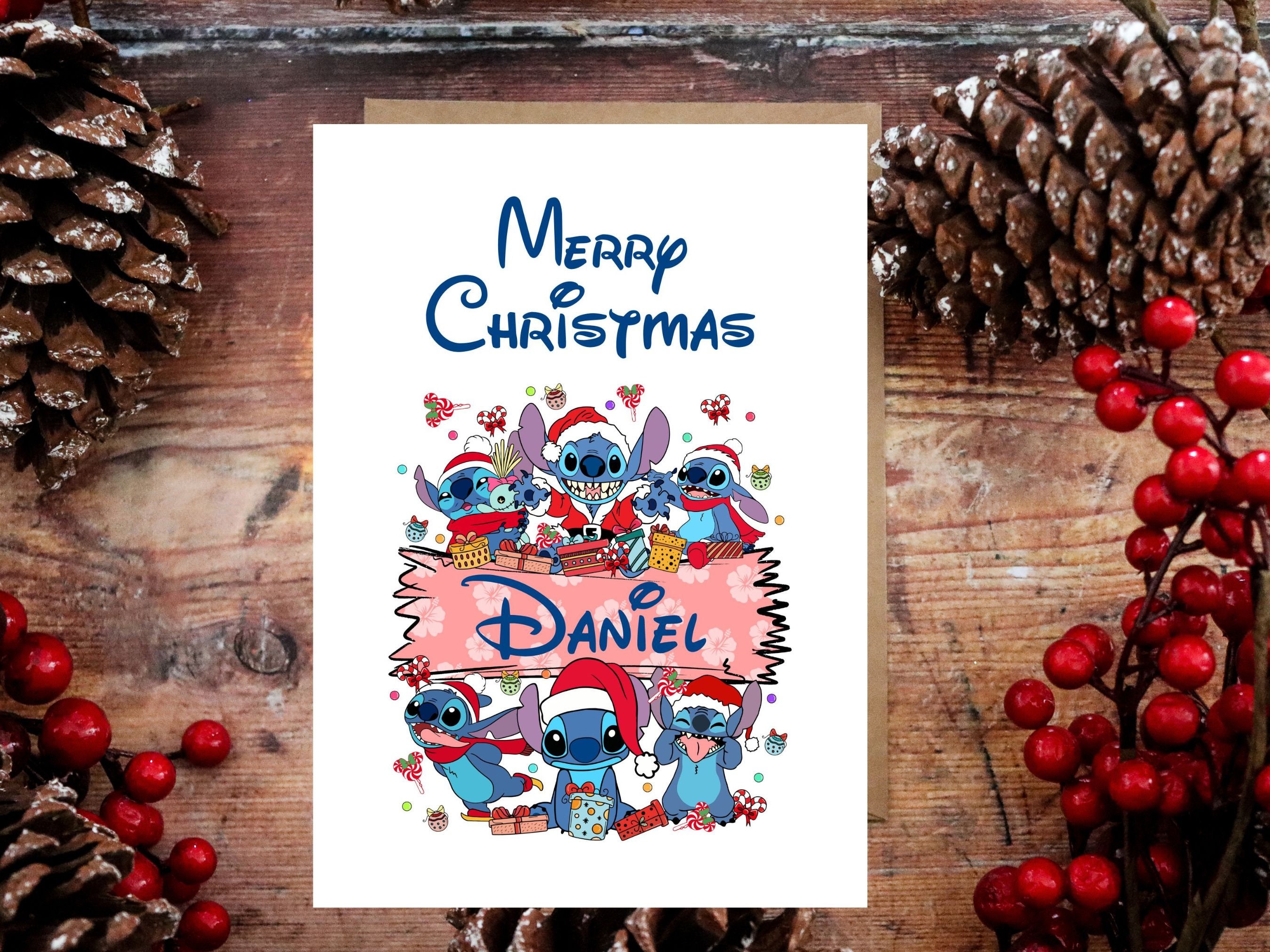 Personalised Stitch Christmas Card, Customised Name Disney Xmas Card ...