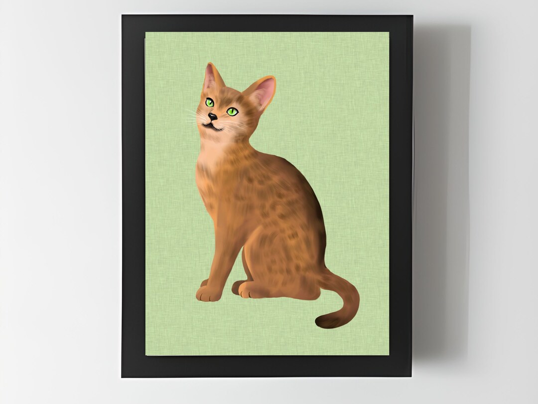 Abyssinian Cat Print, Cute Abyssinian Cat Wall Art, Cat Lovers Gift ...