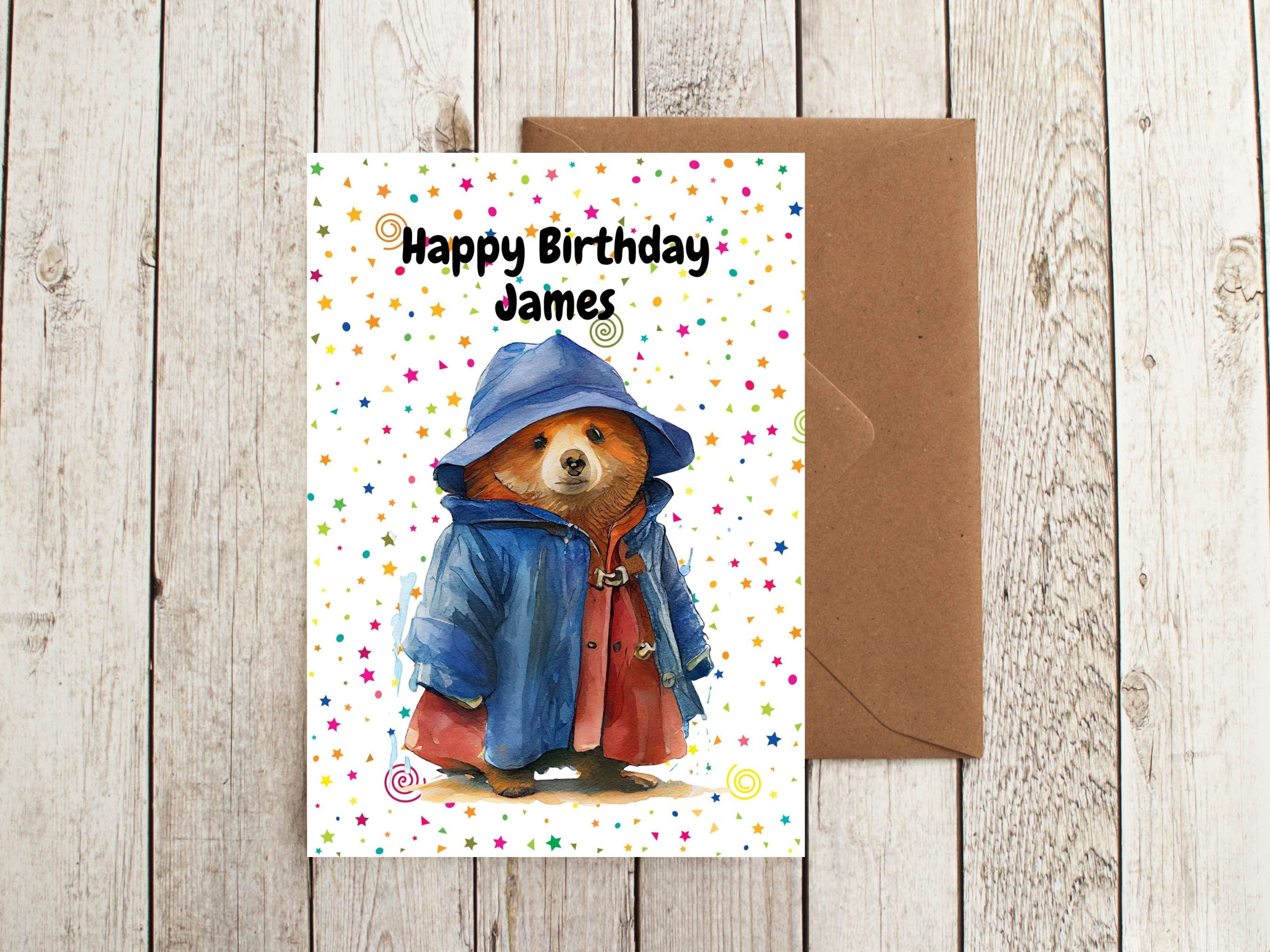 Personalised Paddington Bear Birthday Card, Watercolour Paddington Bear ...