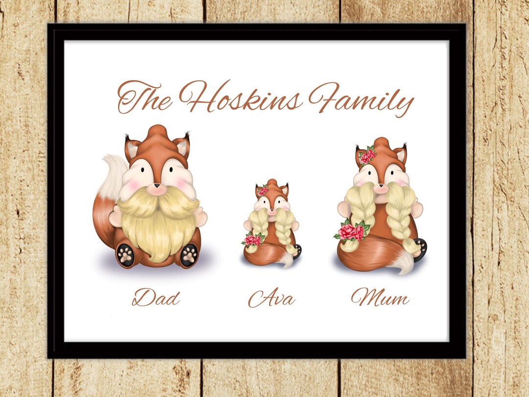 Personalised Fox Gonk Print, Gnome Family Print, Fox Gonks Print ...