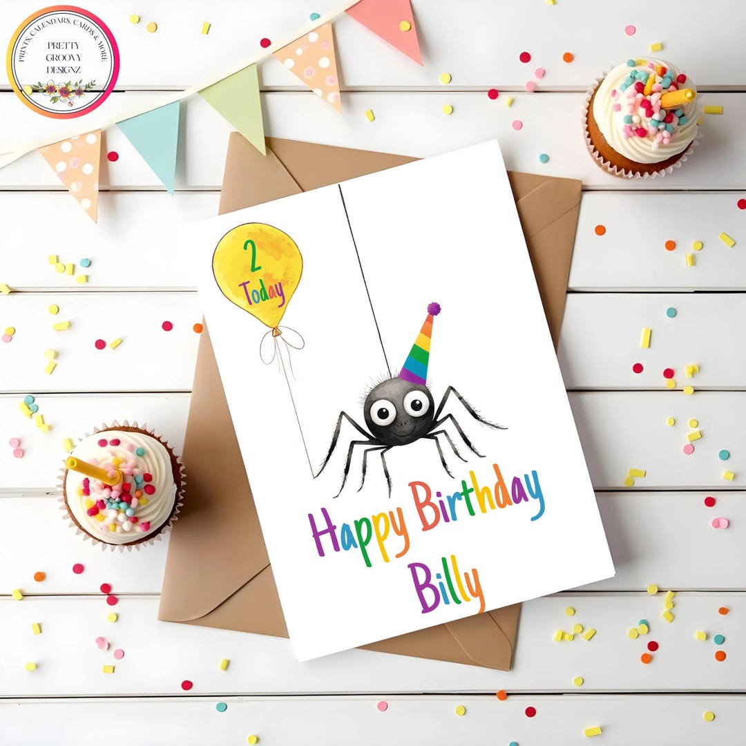 Personalised Spider Birthday Card for Boy, Custom Name and Age Birthday ...