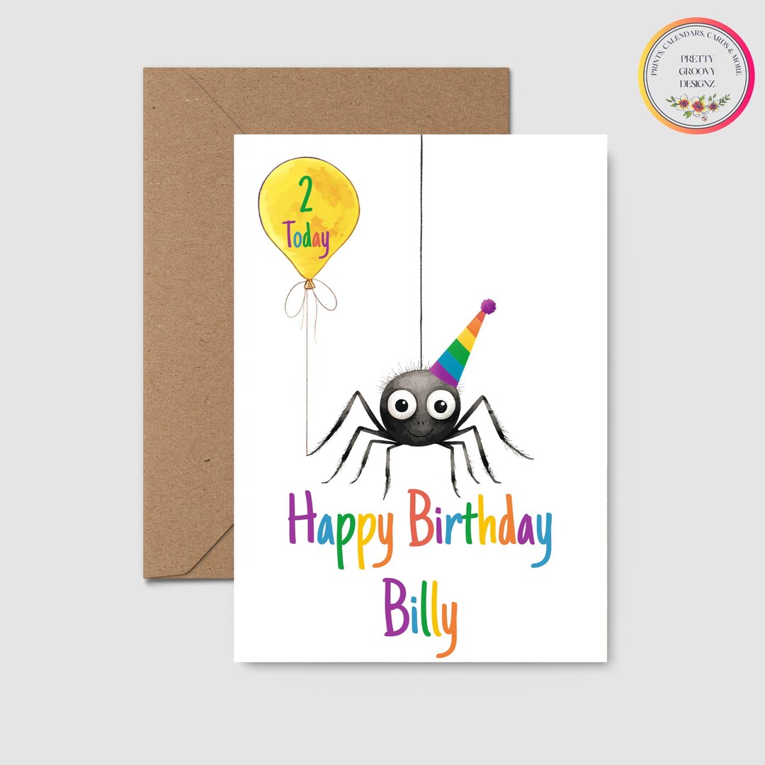 Personalised Spider Birthday Card for Boy, Custom Name and Age Birthday ...