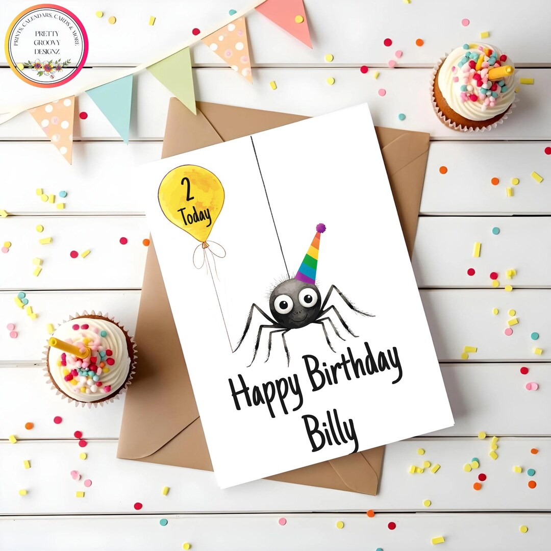 Custom Spider Birthday Card for Boy, Personalised Name and Age Birthday ...