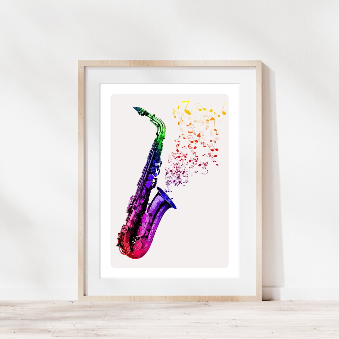 Saxophone Print, Musical Instrument Art Print, Saxophone Picture, Music ...