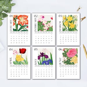 2025 Monthly Flower Desk Calendar With Wooden Stand, Minimalist Floral ...